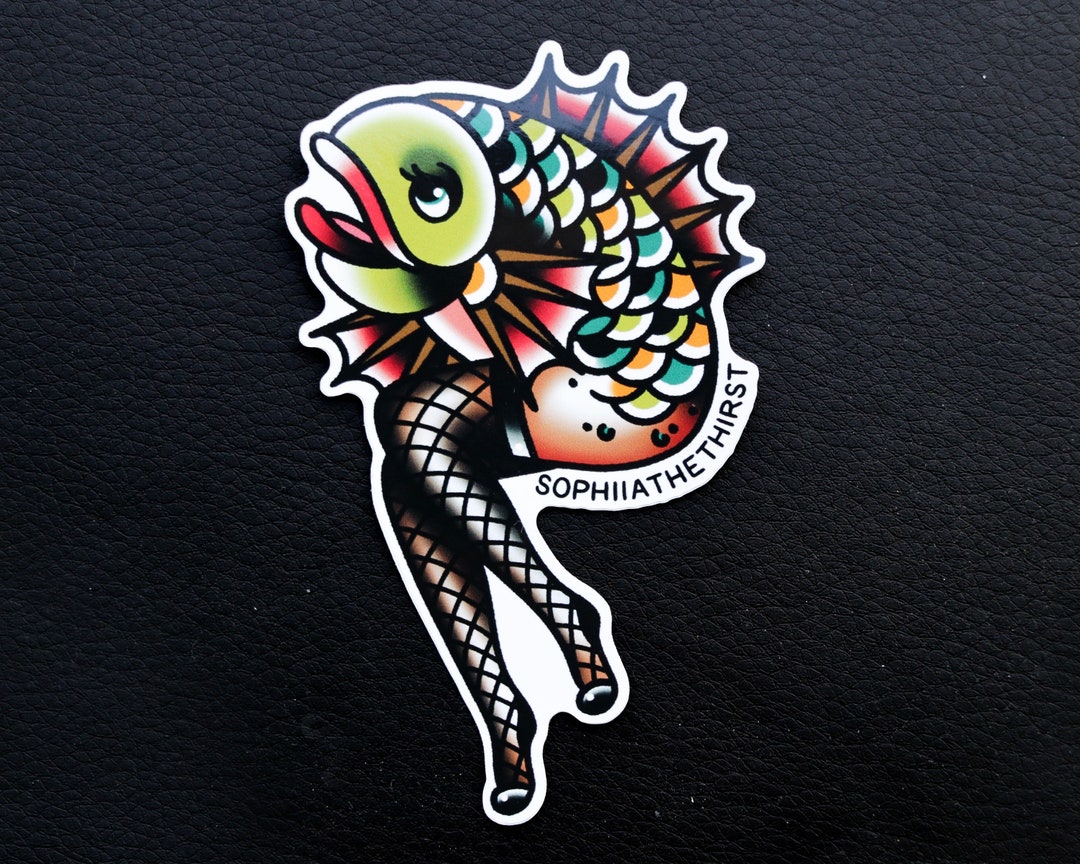 Traditional Tattoo Reverse Mermaid Sticker by Sophiiathethirst Silly ...