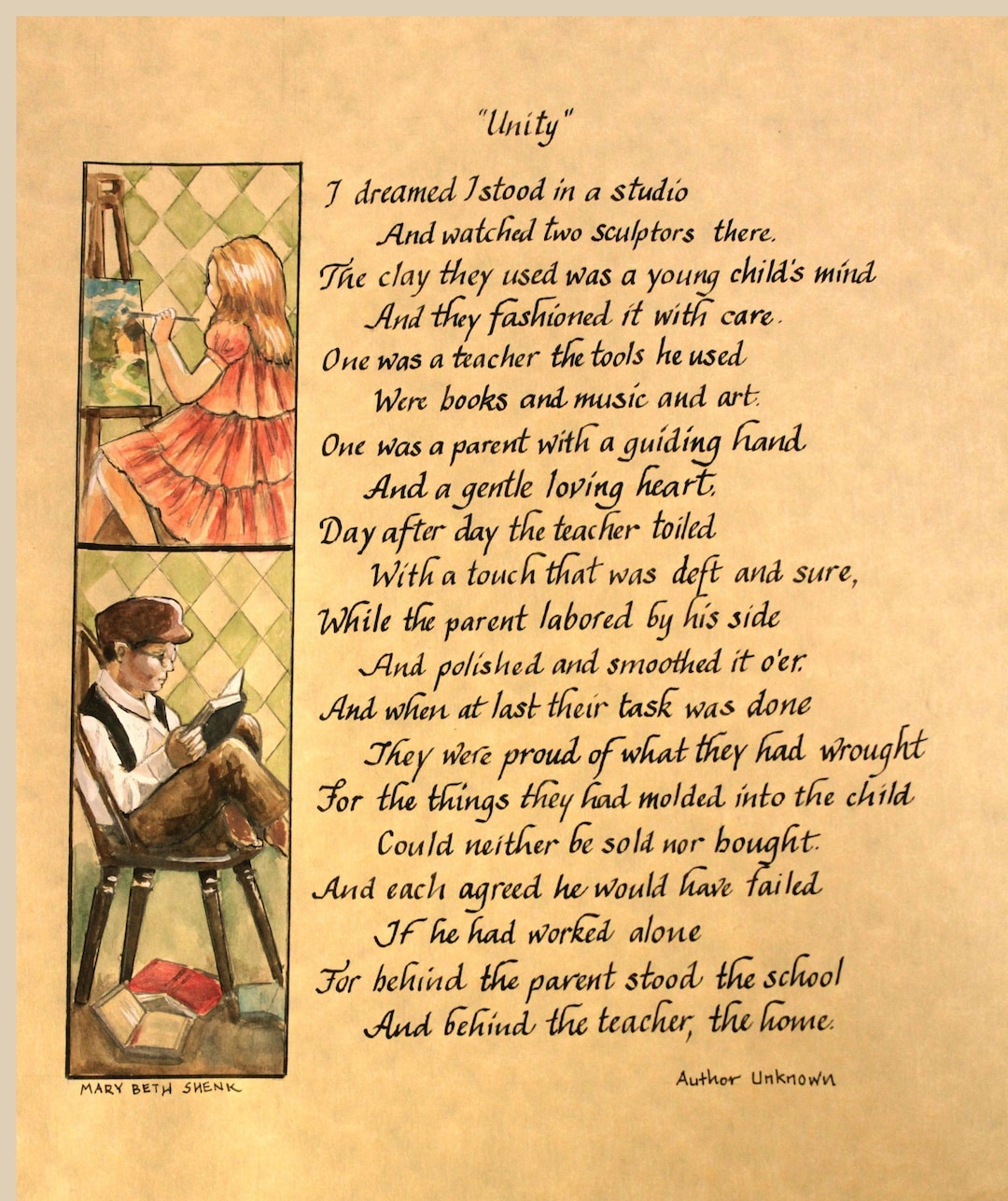 Unity Callligraphy Poem - Etsy