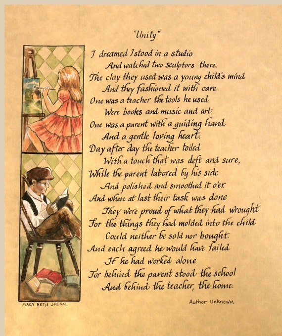 Unity Callligraphy Poem - Etsy