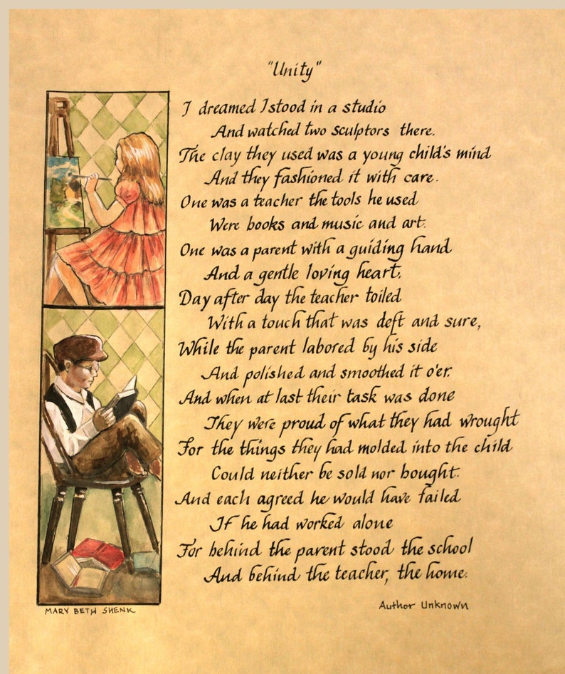 Unity Callligraphy Poem - Etsy