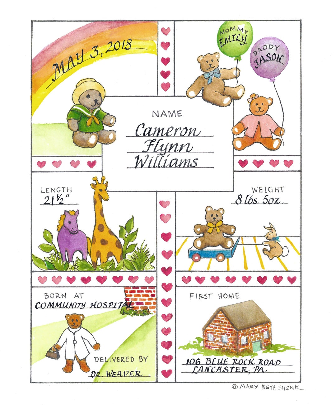 Teddy Bear Baby Print With Calligraphy - Etsy