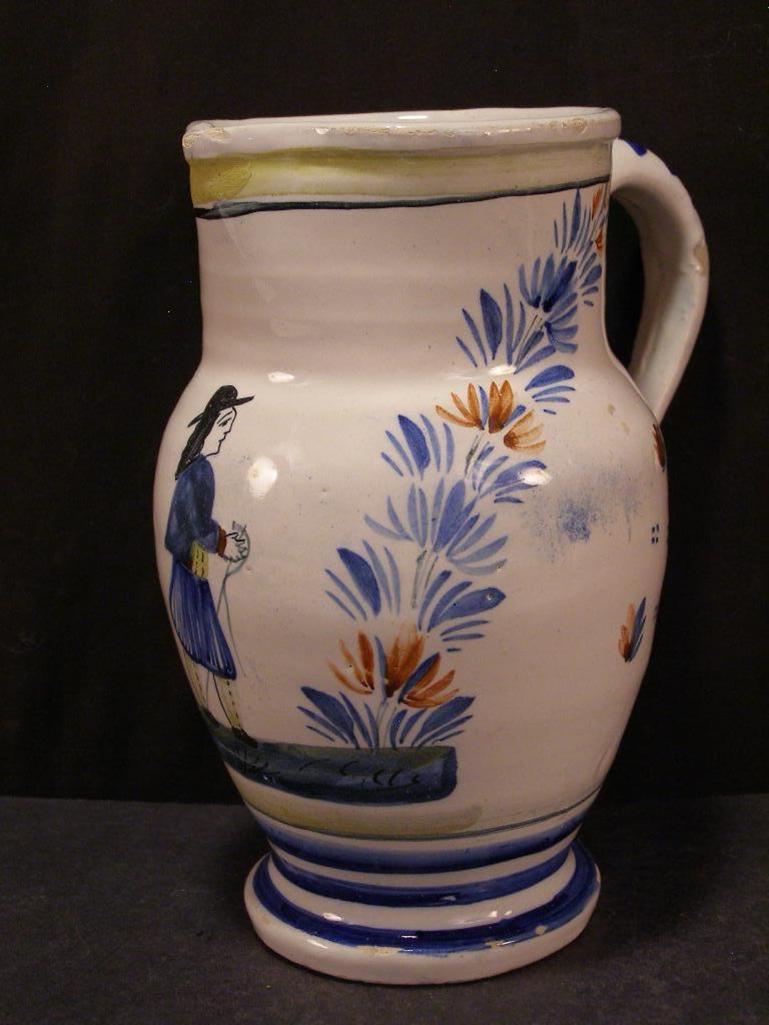 Antique Henriot Quimper Hand Painted Decorated Ceramic Pottery Water ...
