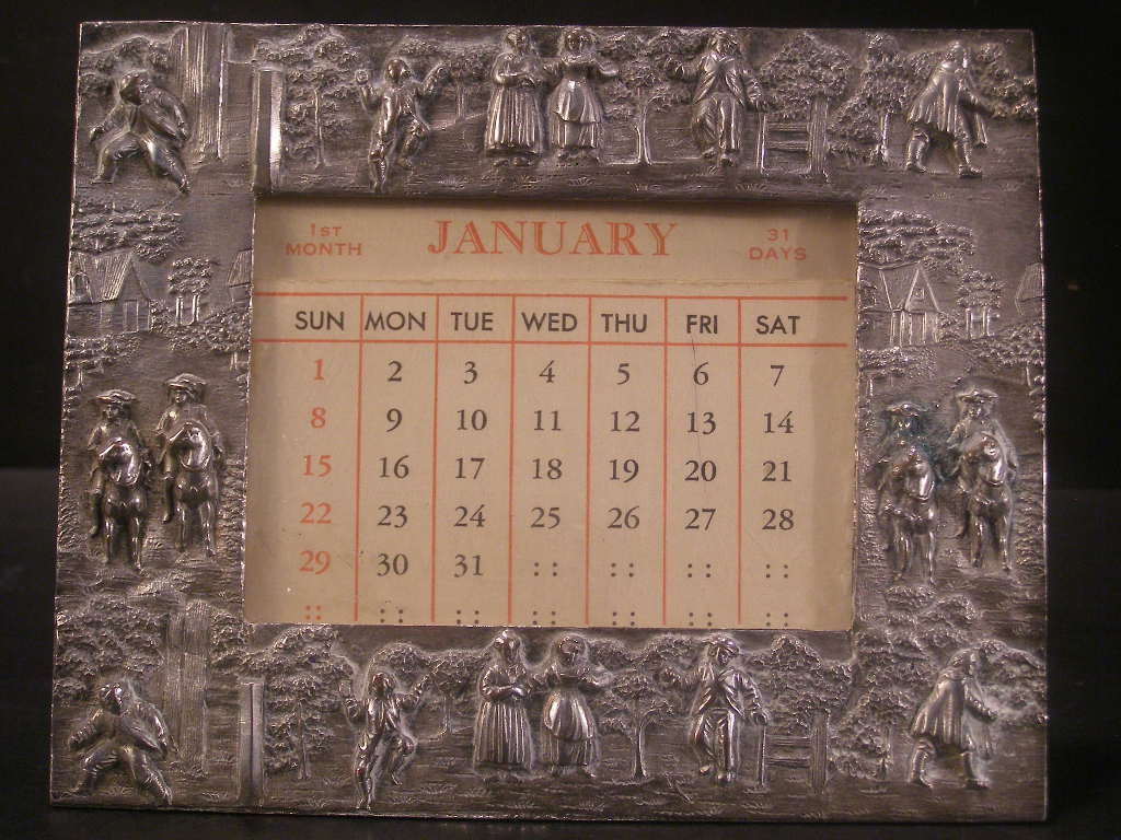 1890's Continental Art Silver Calendar Photo Picture Scenic Relief ...