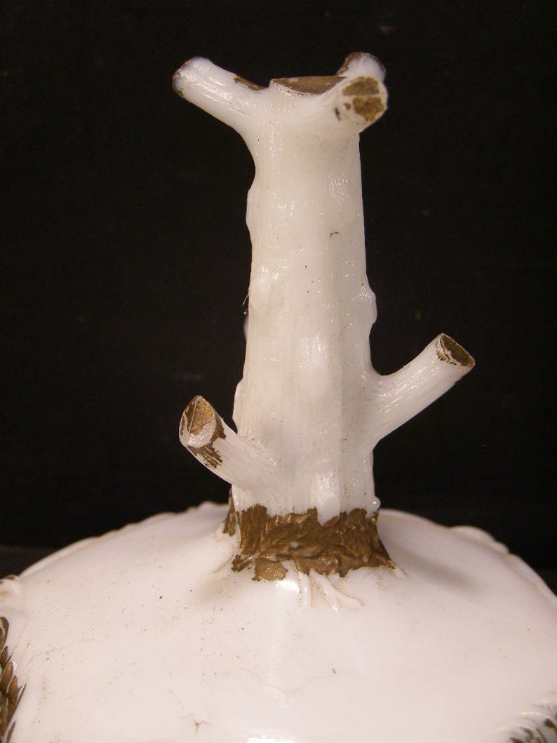 1800's Antique Opal Opalina Consolidated Glass Ring Holder Display Tree ...