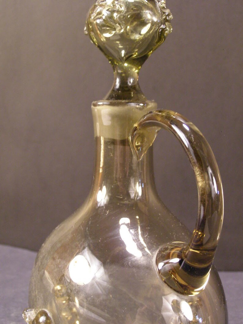 Antique Moser Hand Blown Applied Rigaree Olive Green Glass - Etsy