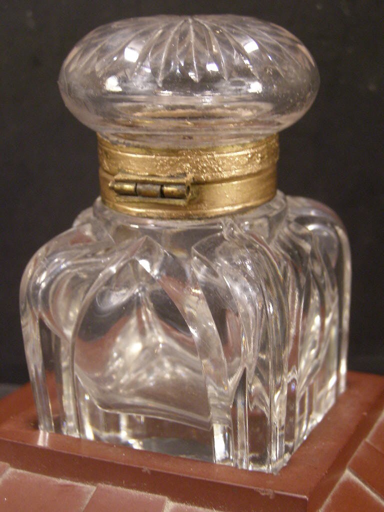 1868 BOSTON SANDWICH Glass Gothic Arch Ink Well Stand Desk | Etsy