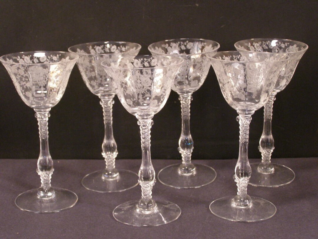 Rare Cambridge Rosepoint Crystal Wine Goblets - Set of 6 - Etsy