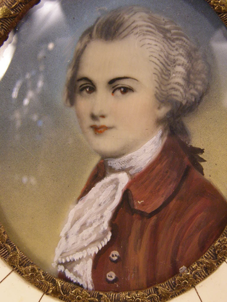 Antique Celluloid Frame HAND PAINTED MINIATURE Mozart Portrait Picture ...