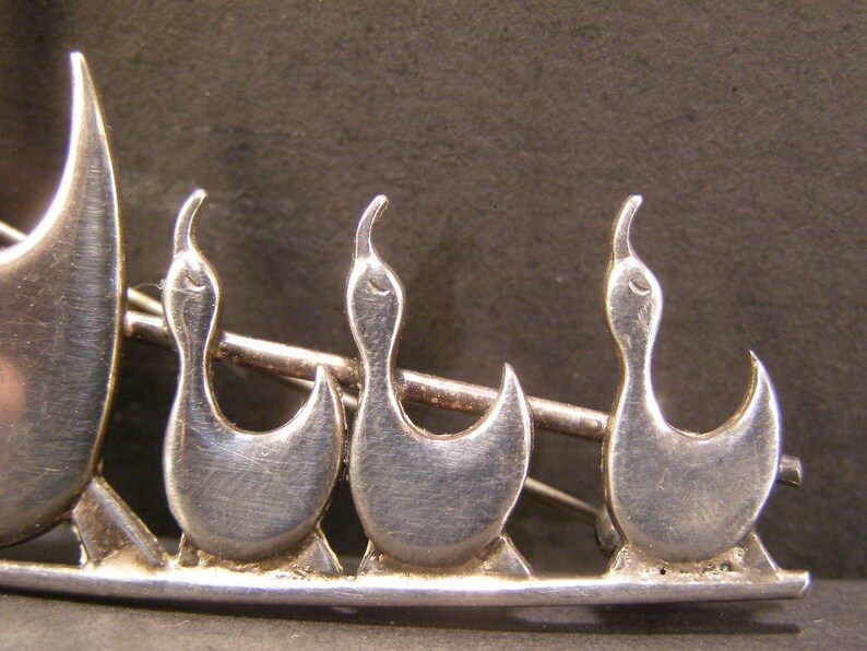 Vintage Brammer Sterling Silver Goose Duck & Ducklings Pin | Etsy
