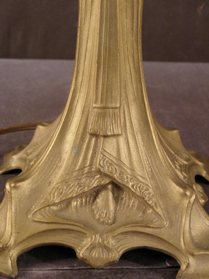 Antique Art Nouveau Flapper Woman Lamp Puffy Fruit Shade Reverse ...
