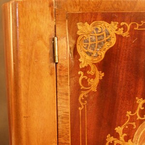RARE Antique Inlaid Wood Inlay BOOK Wooden Jewelry Trinket Dresser Box ...