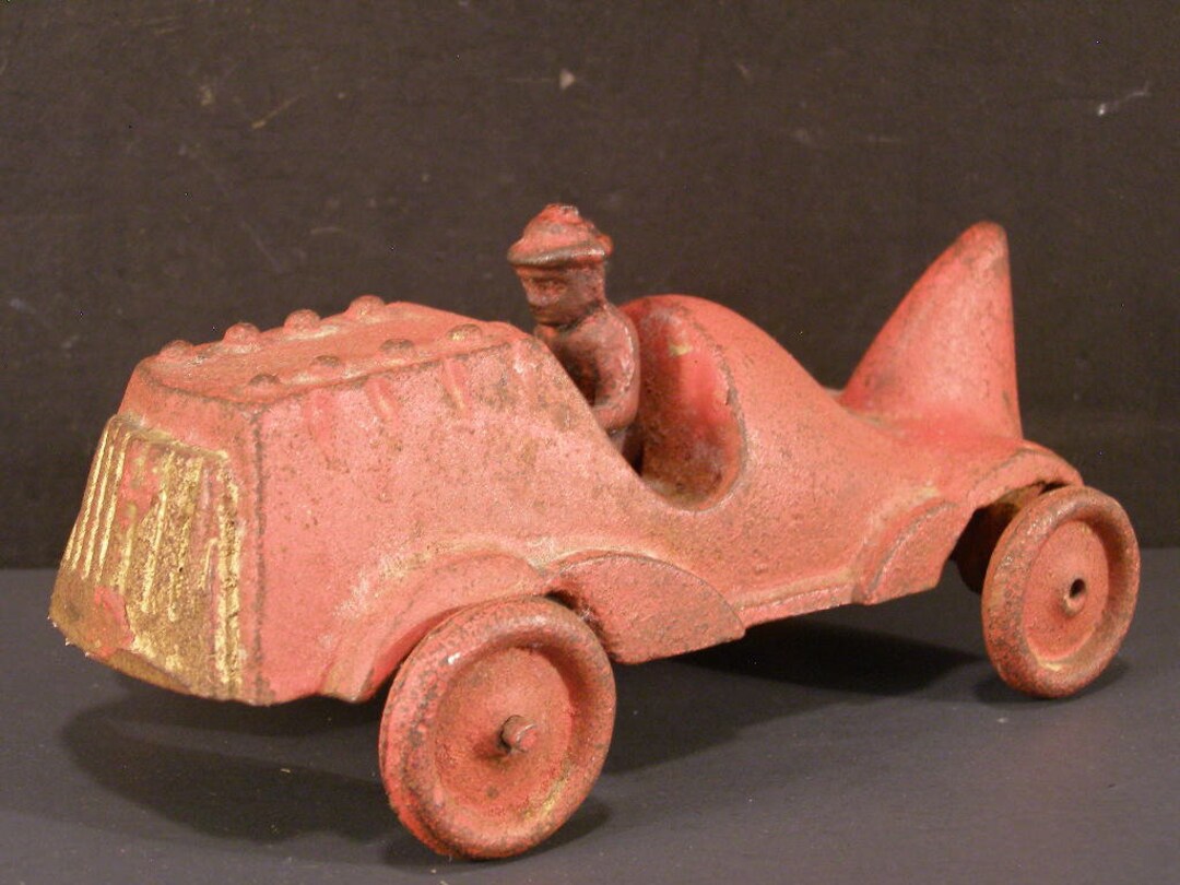 Antique Futuristic Cast Iron Race Car Toy Airplane/ Boat Tail Racer ...