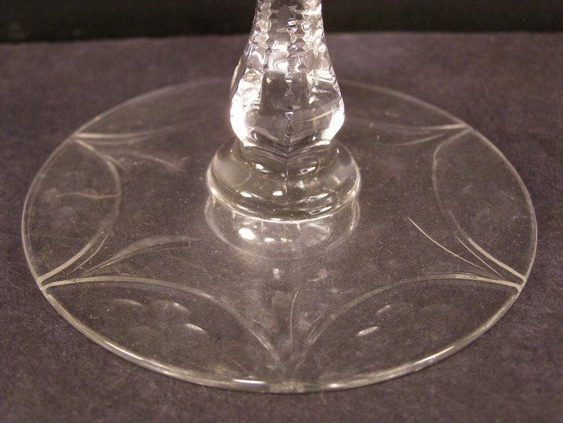 30's Rare Sharpe Rock Crystal Water Goblets Stem Wine Glass Cut Etch ...