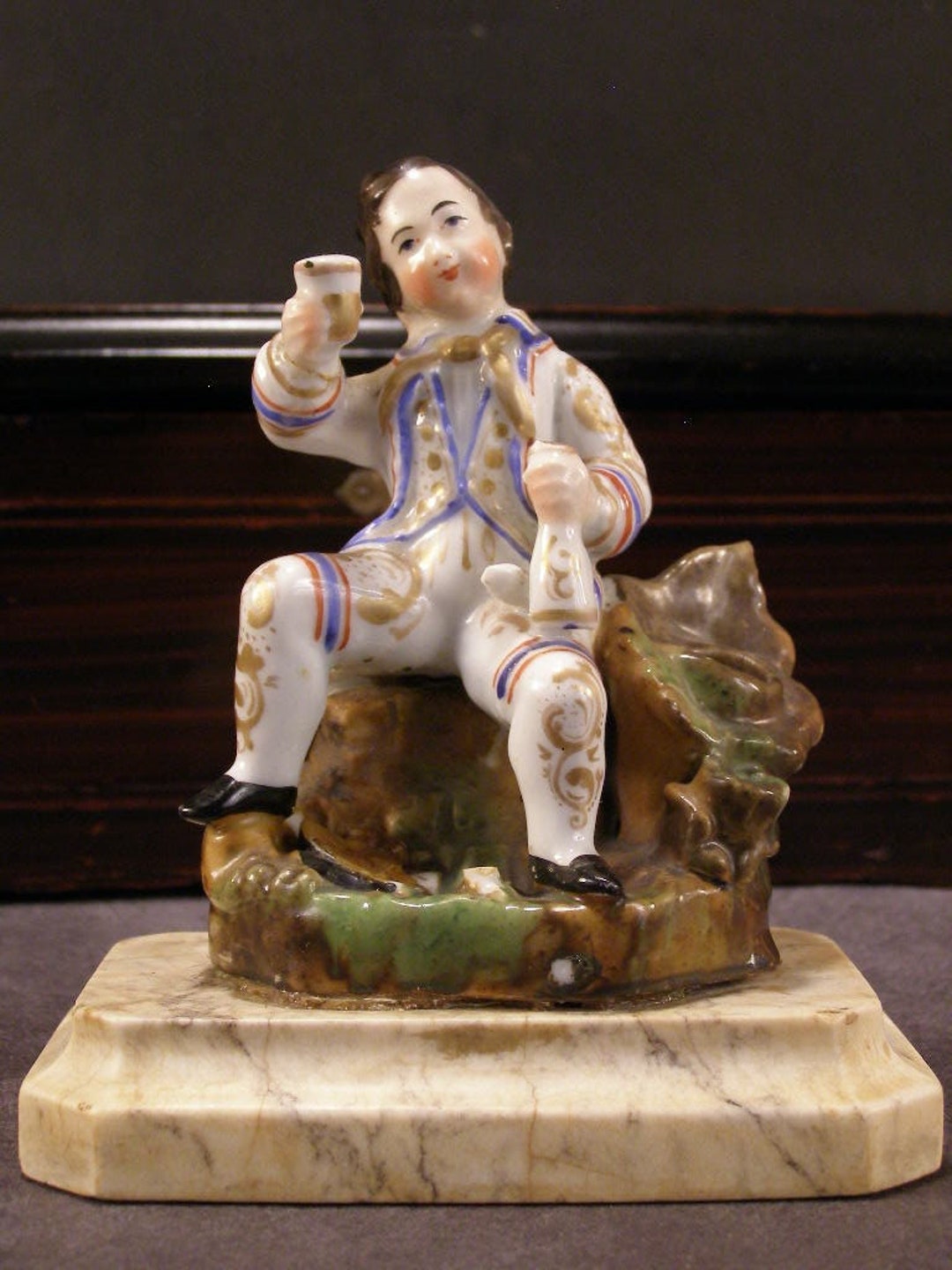 19 C Chelsea Porcelain Figurine Inkwell Marble Statue Sculpture Figural ...