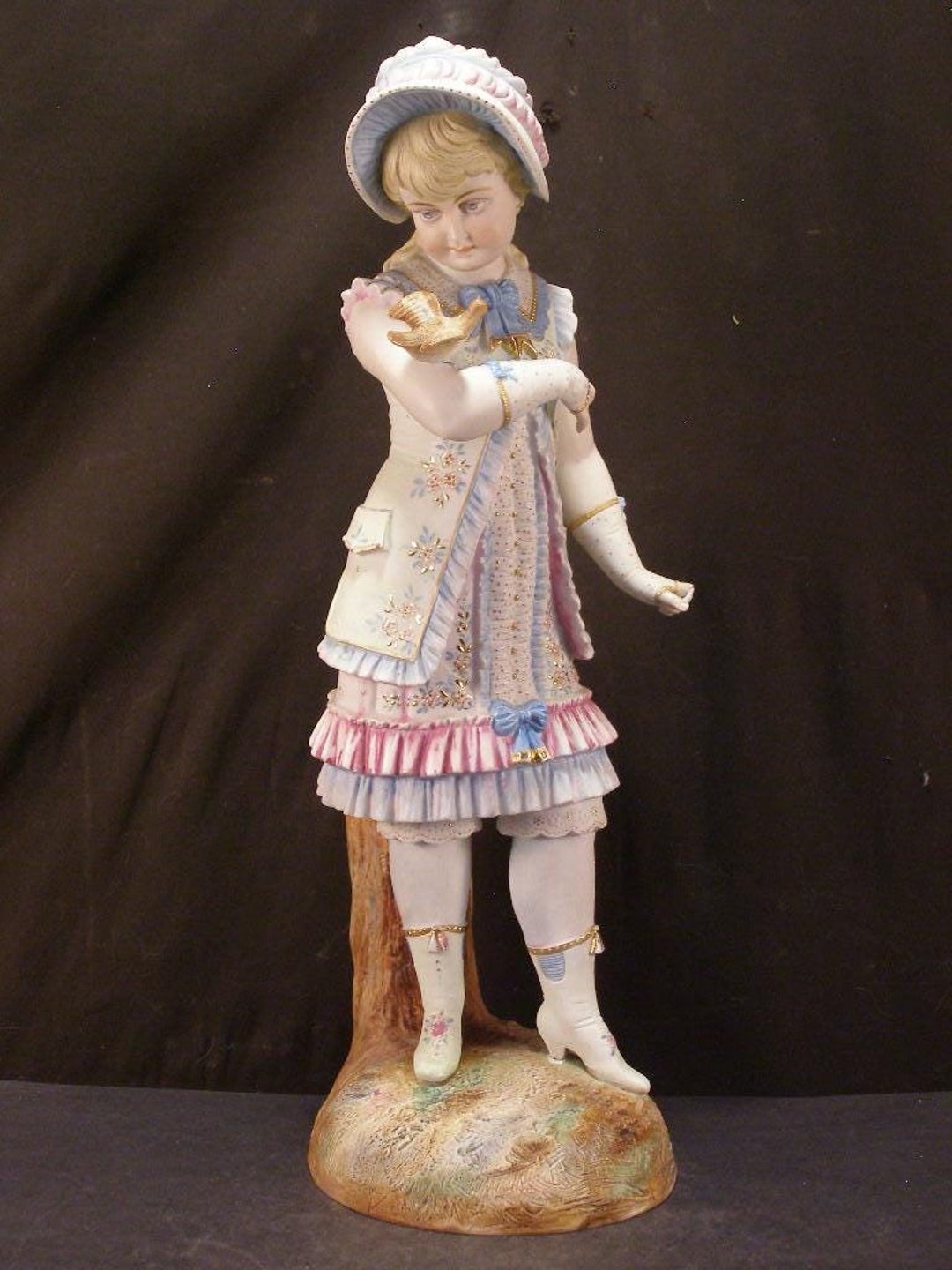 BIG 1800's German Porcelain Heubach Statue Figurine Salt Glaze Bisque ...
