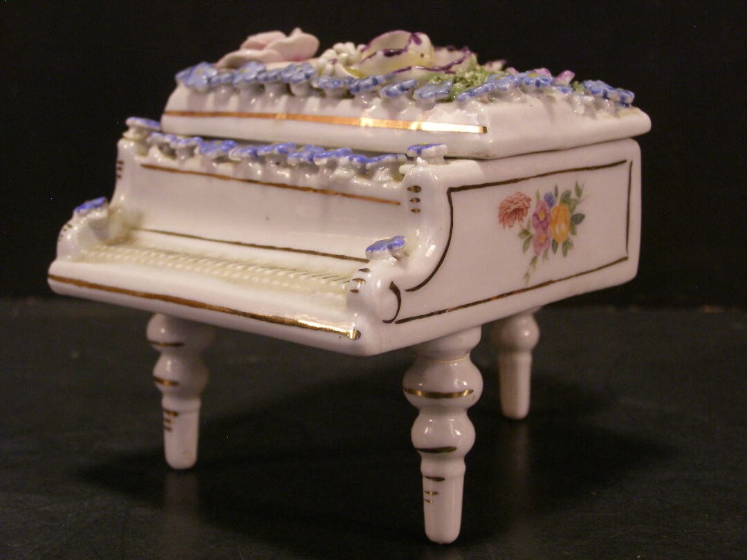 Antique German Meissen Schneeballen Dresden Porcelain Piano Jewelry ...