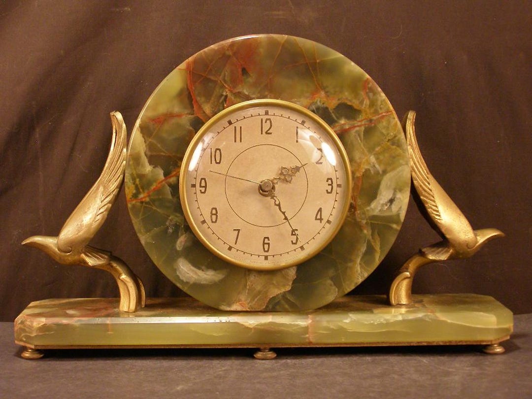 Antique Carved ONYX MCM Figural Art Deco Bird Mantle Whitehall Hammond ...