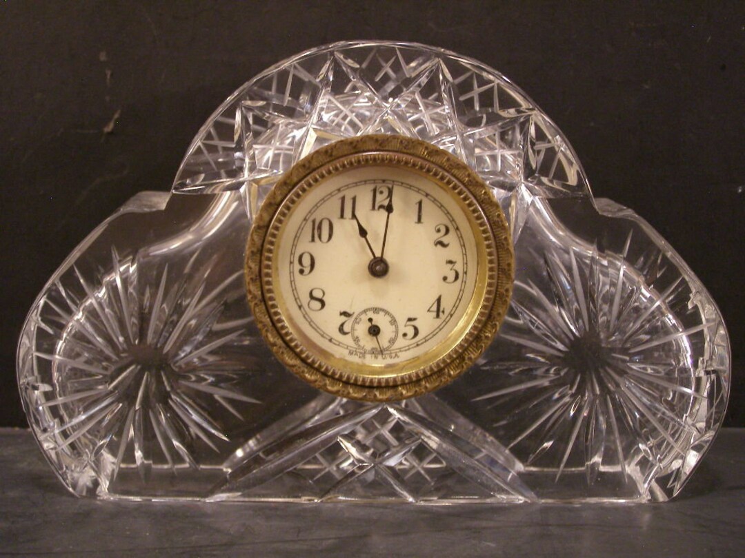 Antique Bronze Ormolu Cut Etch Flower Glass Case Crystal Mantle Camel ...