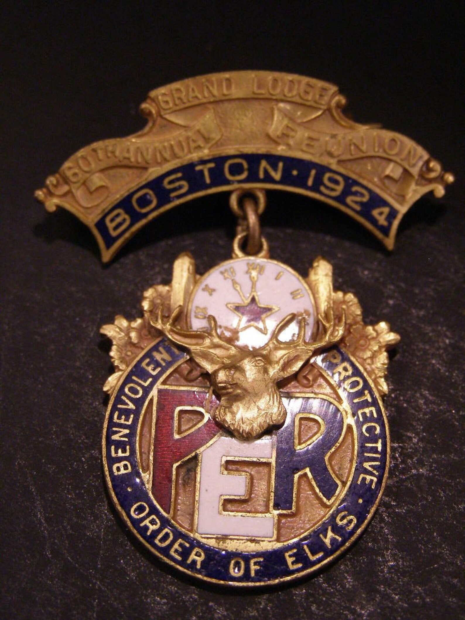 1924 Elks BPOE Stag Pin Badge Grand Lodge Reunion Polychrome | Etsy