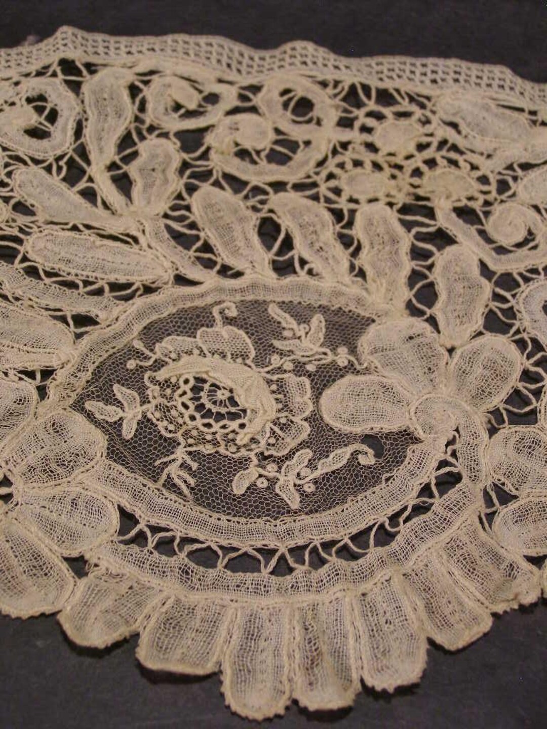 Antique Point De Gaze Needle Lace Trim 15" Cut Work Embroidery Dress ...
