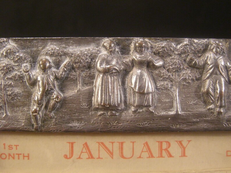 1890's Continental Art Silver Calendar Photo Picture Scenic Relief ...