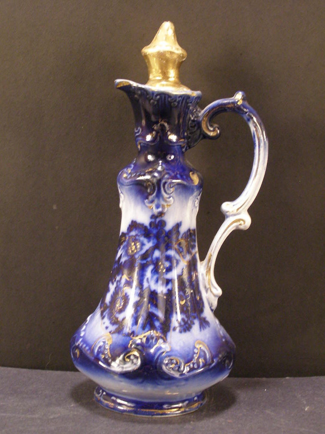 19 C Nouveau Flow Blue & White Salt Glaze Transfer Embossed - Etsy