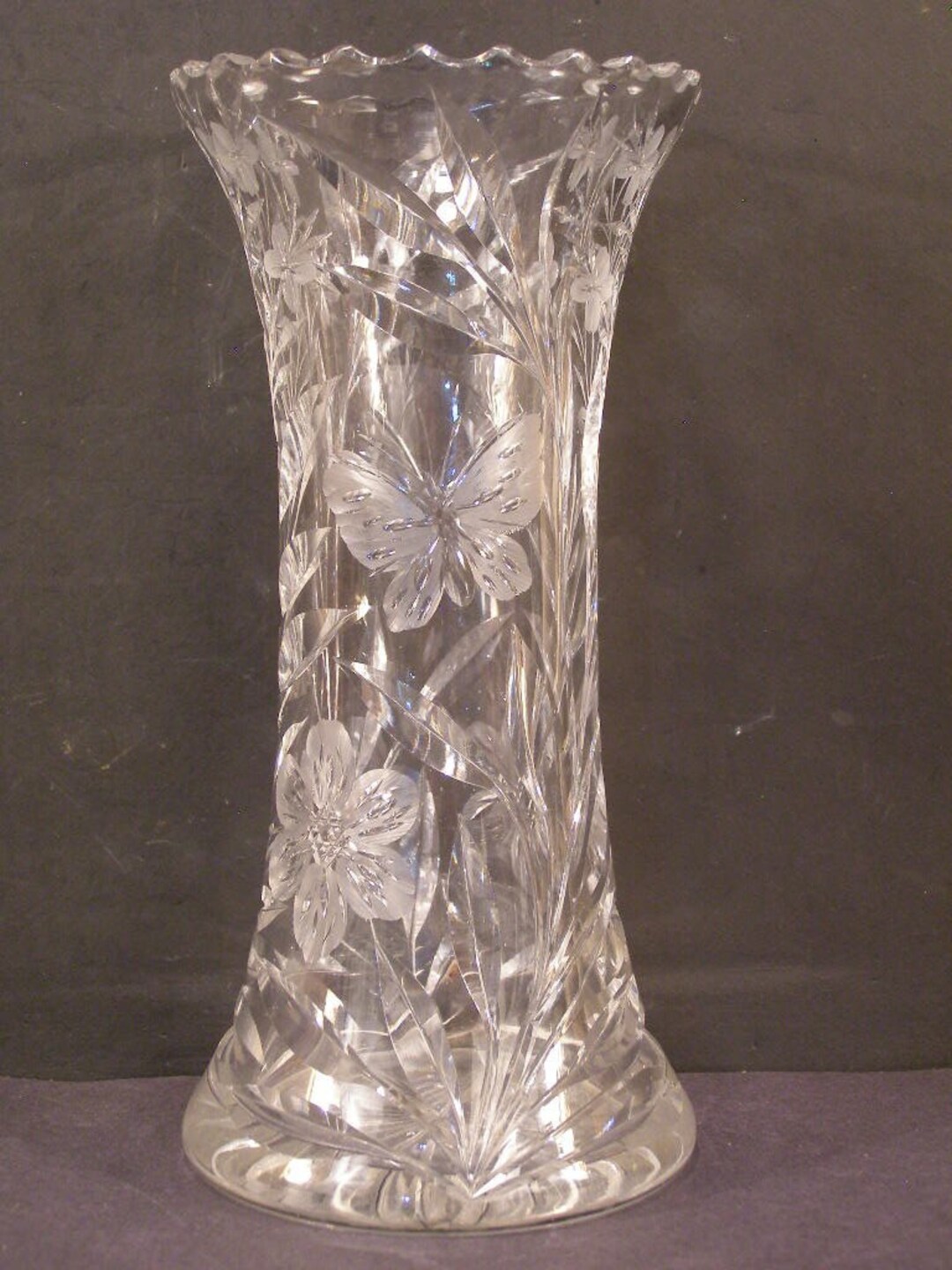 Antique Pairpoint ABP Brilliant Cut Glass Colias Butterfly Flower Vase ...
