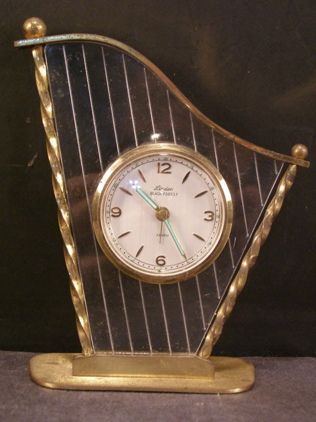 50's Linden Alarm Lucite Harp German Black Forest Novelty Clock Music ...