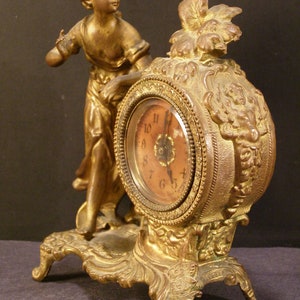 19th C Bronze Girl Figurine Woman Sculpture Lady Statue Mantle Shelf ...