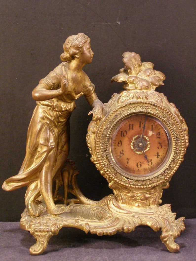 19th C Bronze Girl Figurine Woman Sculpture Lady Statue Mantle - Etsy