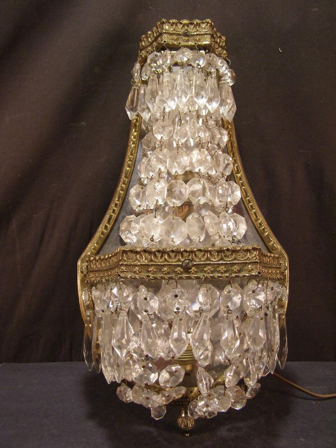 Vintage Prism Wall Sconce Crystal SOLID Bronze Empire Light Lamp ...