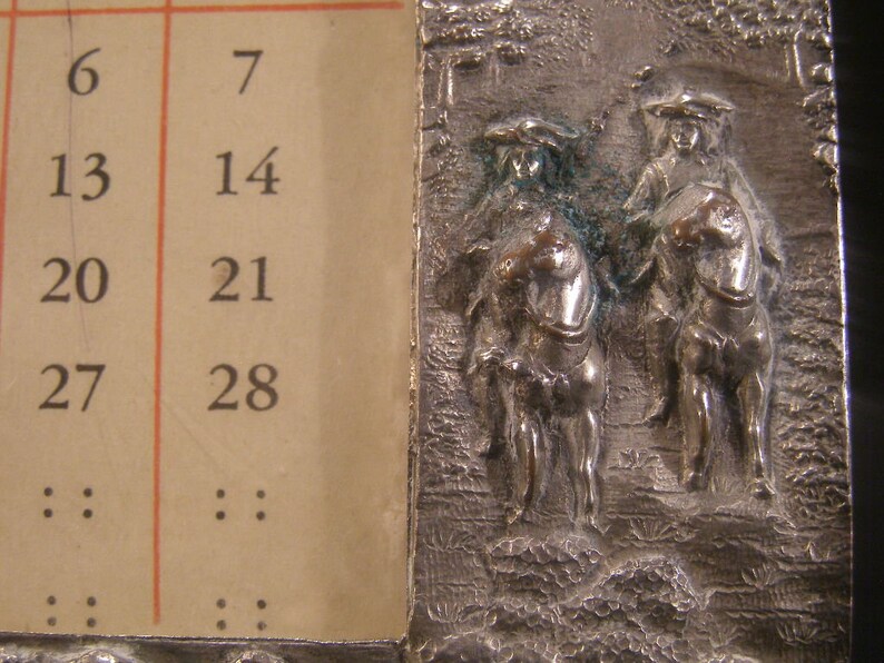 1890's Continental Art Silver Calendar Photo Picture Scenic Relief ...