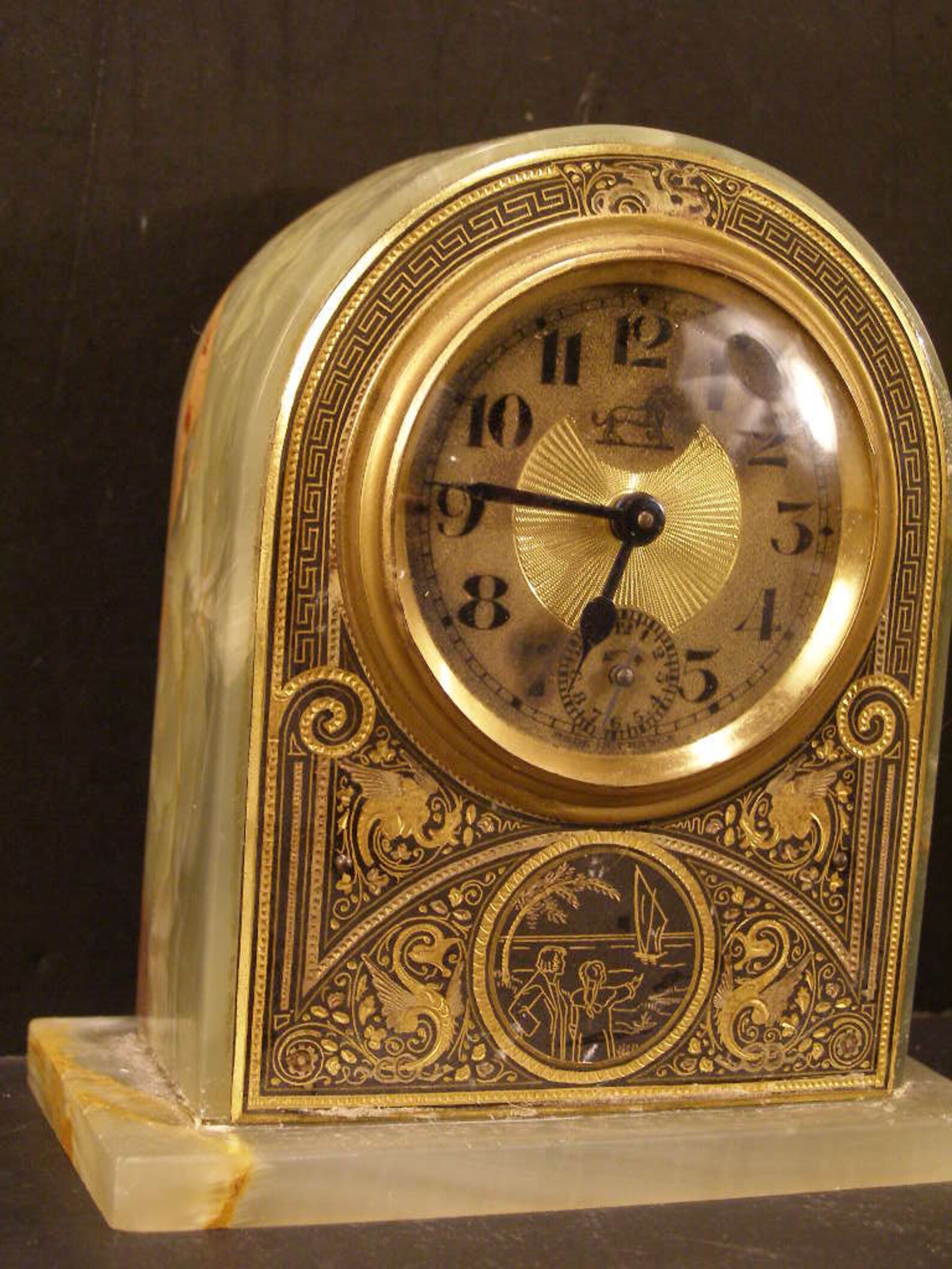 Antique French Brevete Onyx Niello Damascene Alarm Clock - Etsy