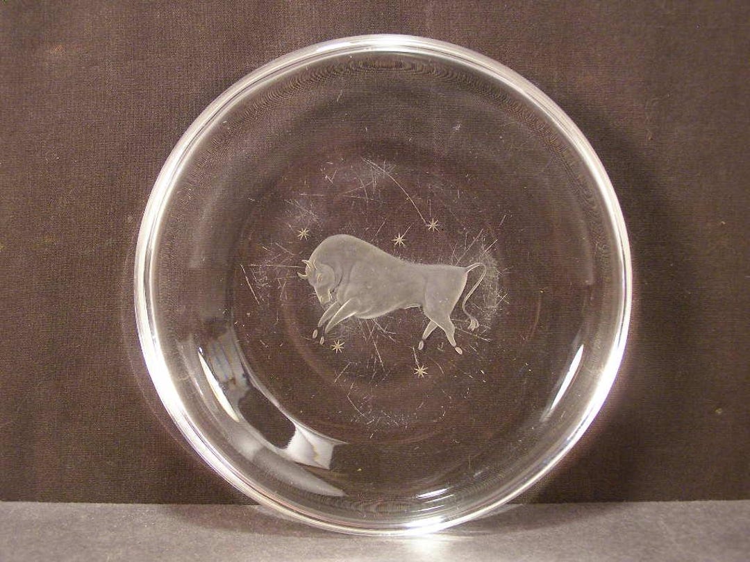 Vintage Steuben Cut Crystal Intaglio Taurus Bull Dish Tray ...