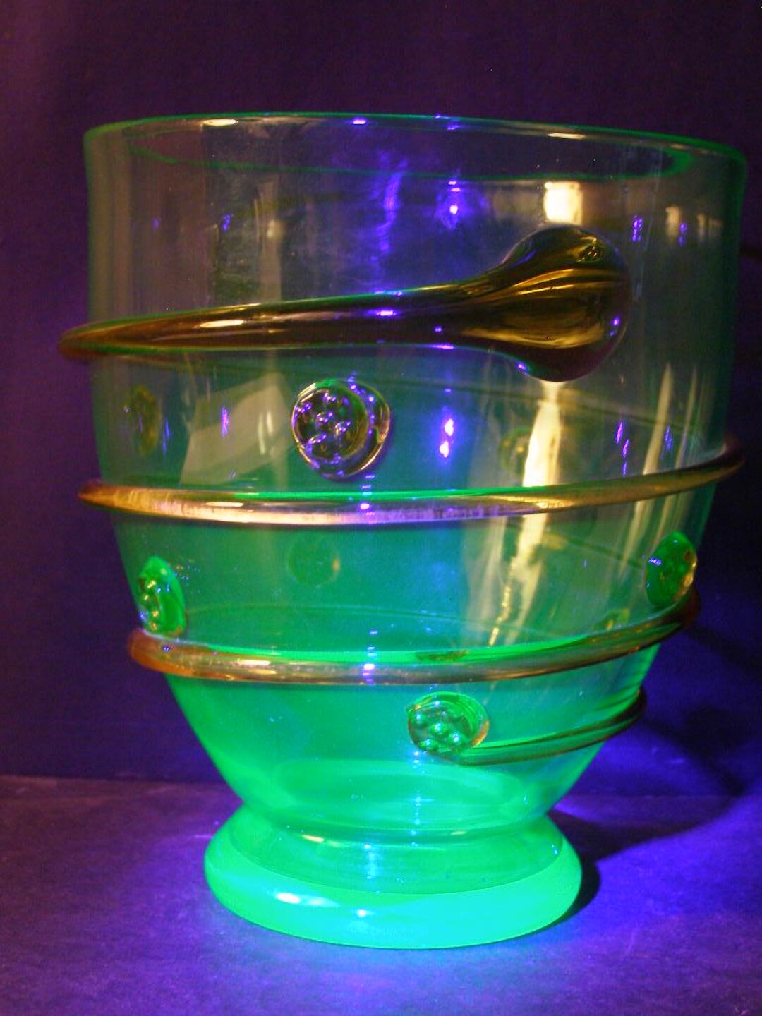 1800's Czech Bohemian Polished Pontil Applied Snake Vase Kosta Boda ...