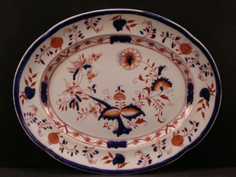 RARE Antique Gaudy Ironstone Carro Platter Cobalt Blue Onion - Etsy
