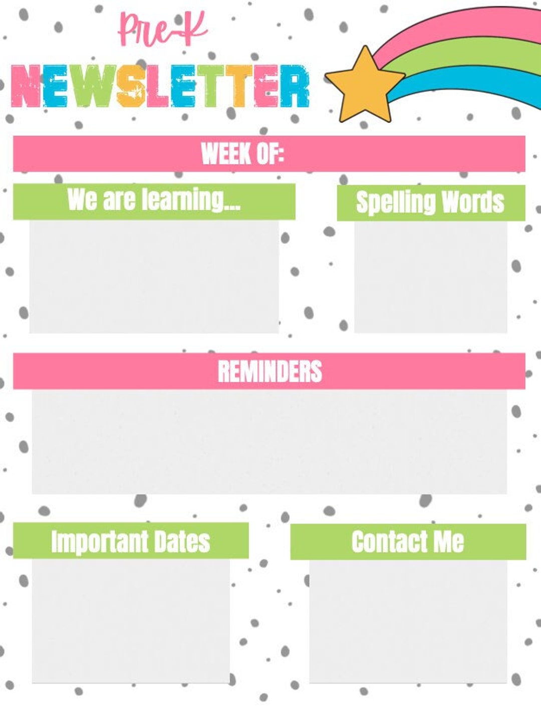 Bright Newsletter Template, Cute Elementary School Newsletter Template ...