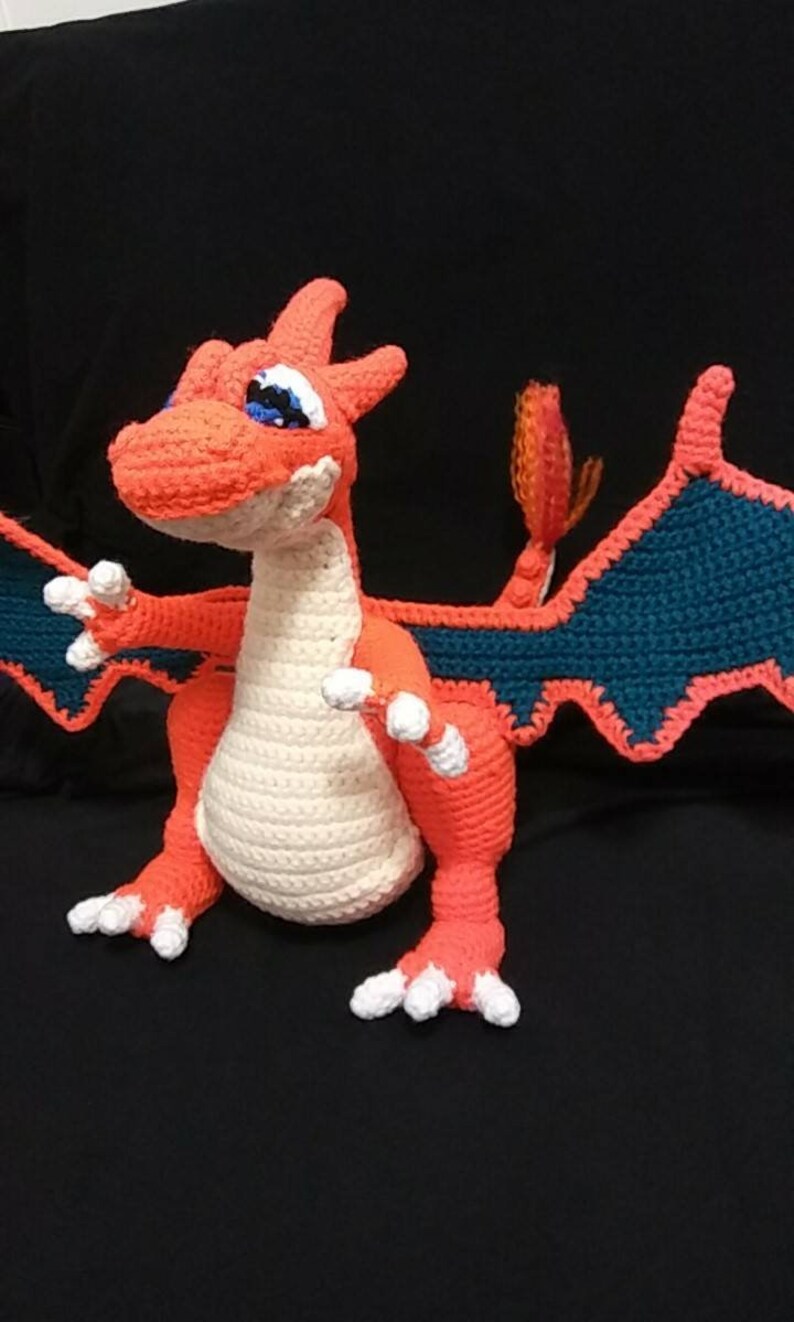 Crocheted Large Charizard Plush With Pokeball Finished Stuffed - Etsy