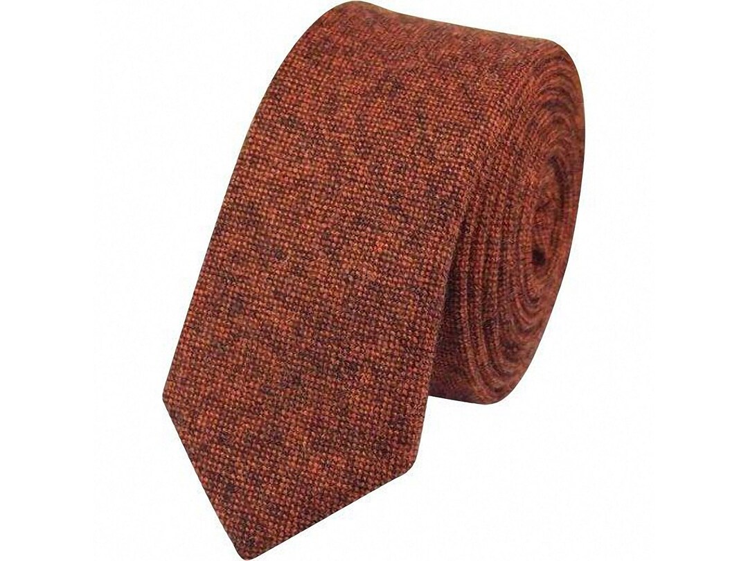 Charlie: Burnt Orange Tweed Wool Skinny Width Tie Groomsmen Gifts ...