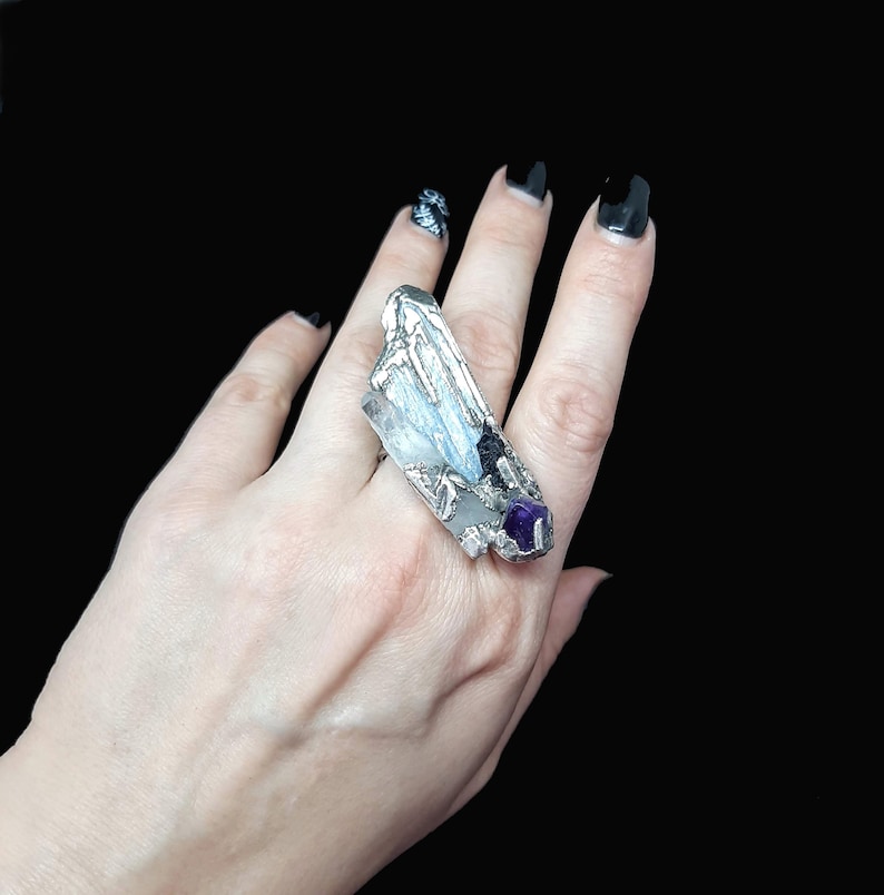 Multi Stone Ring Big Ring Raw Stone Ring Fantasy Jewelry - Etsy