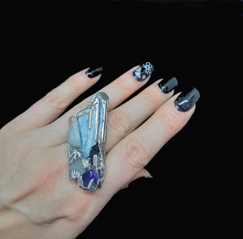 Multi Stone Ring Big Ring Raw Stone Ring Fantasy Jewelry - Etsy