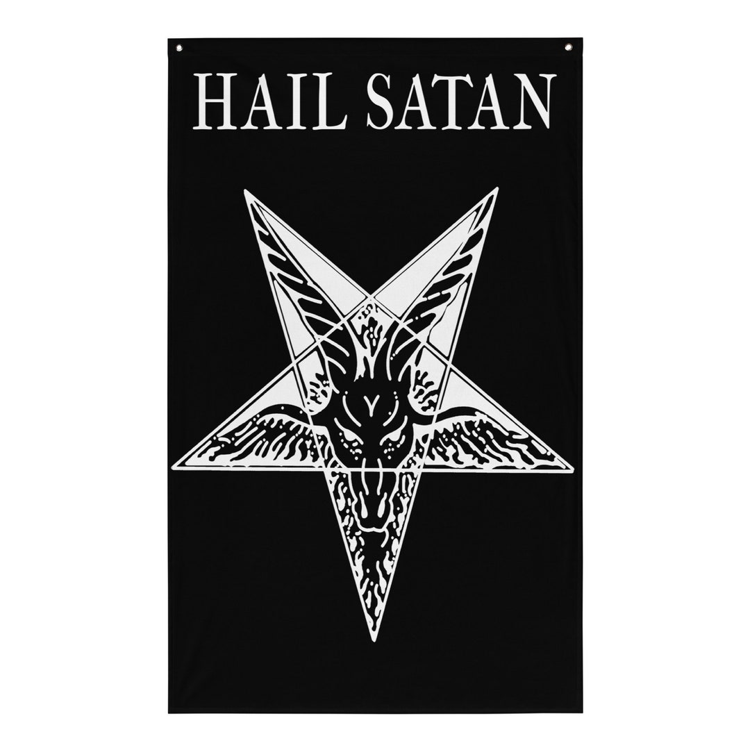 Hail Satan Black Flag - Etsy