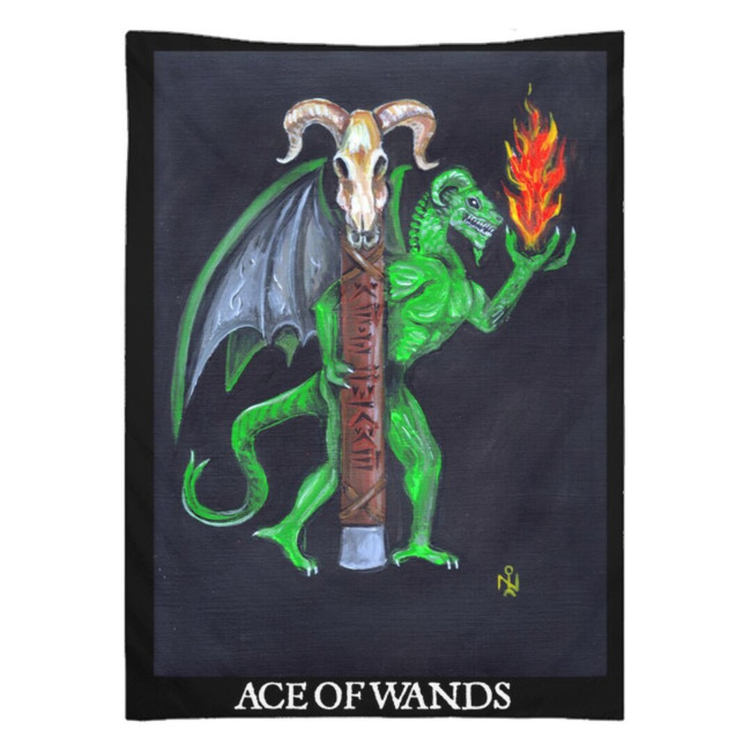 Ace of Wands Satan Luciferian Tarot Tapestries - Etsy