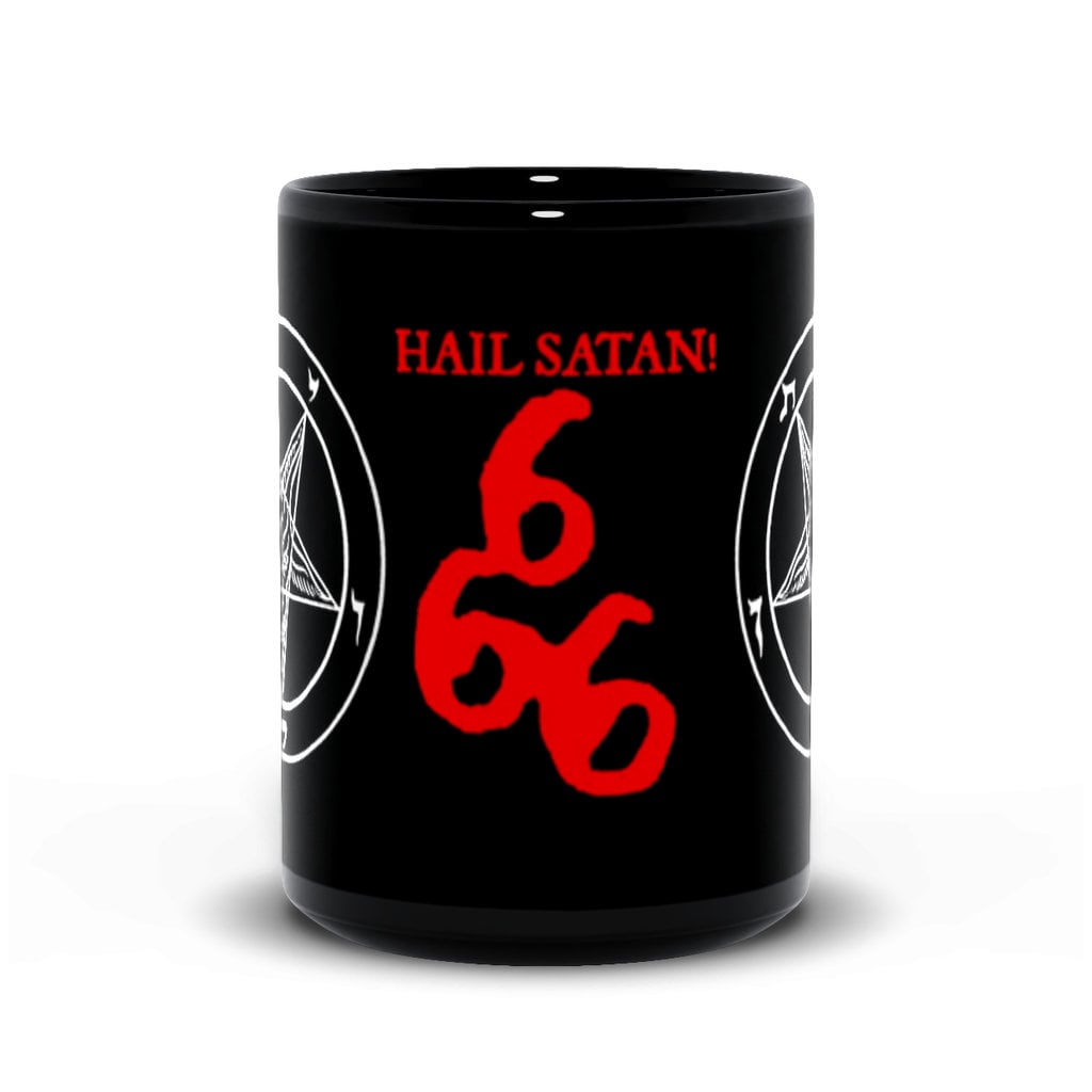 666 hail Satan Sigil of Baphomet Black Mugs - Etsy