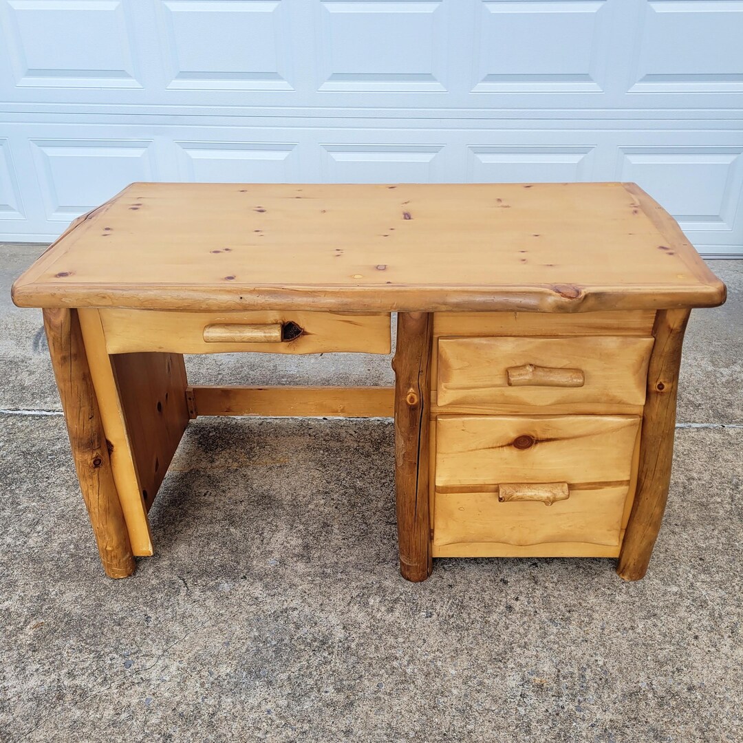 Rustic Hand Peeled White Cedar Log Writing Desk 56x27 - Etsy