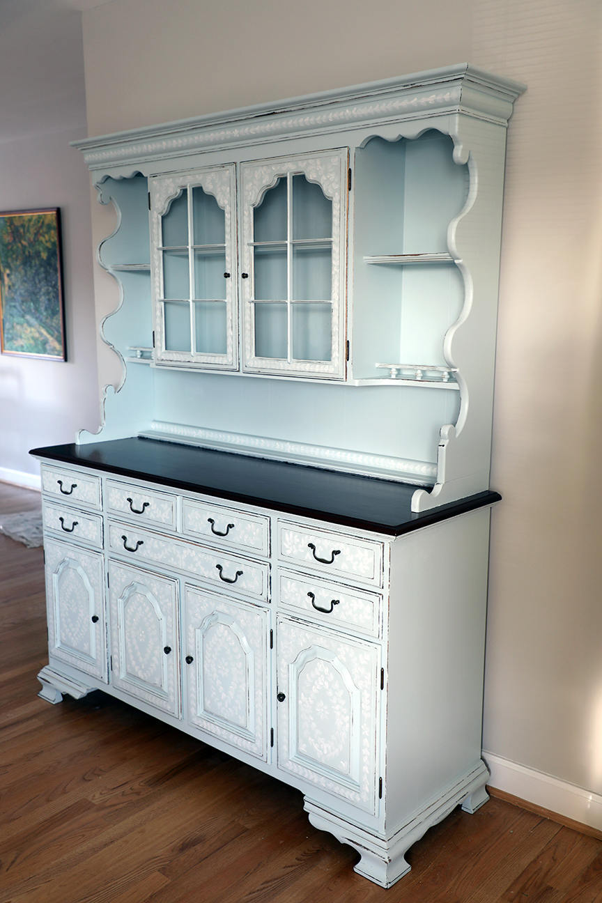 SOLD Refinished Soft Blue Painted Hutch / China Cabinet - Etsy