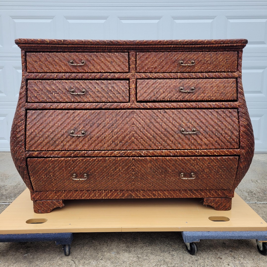 British Colonial Style Wicker Bombay Form Chest of Drawers Commode ...