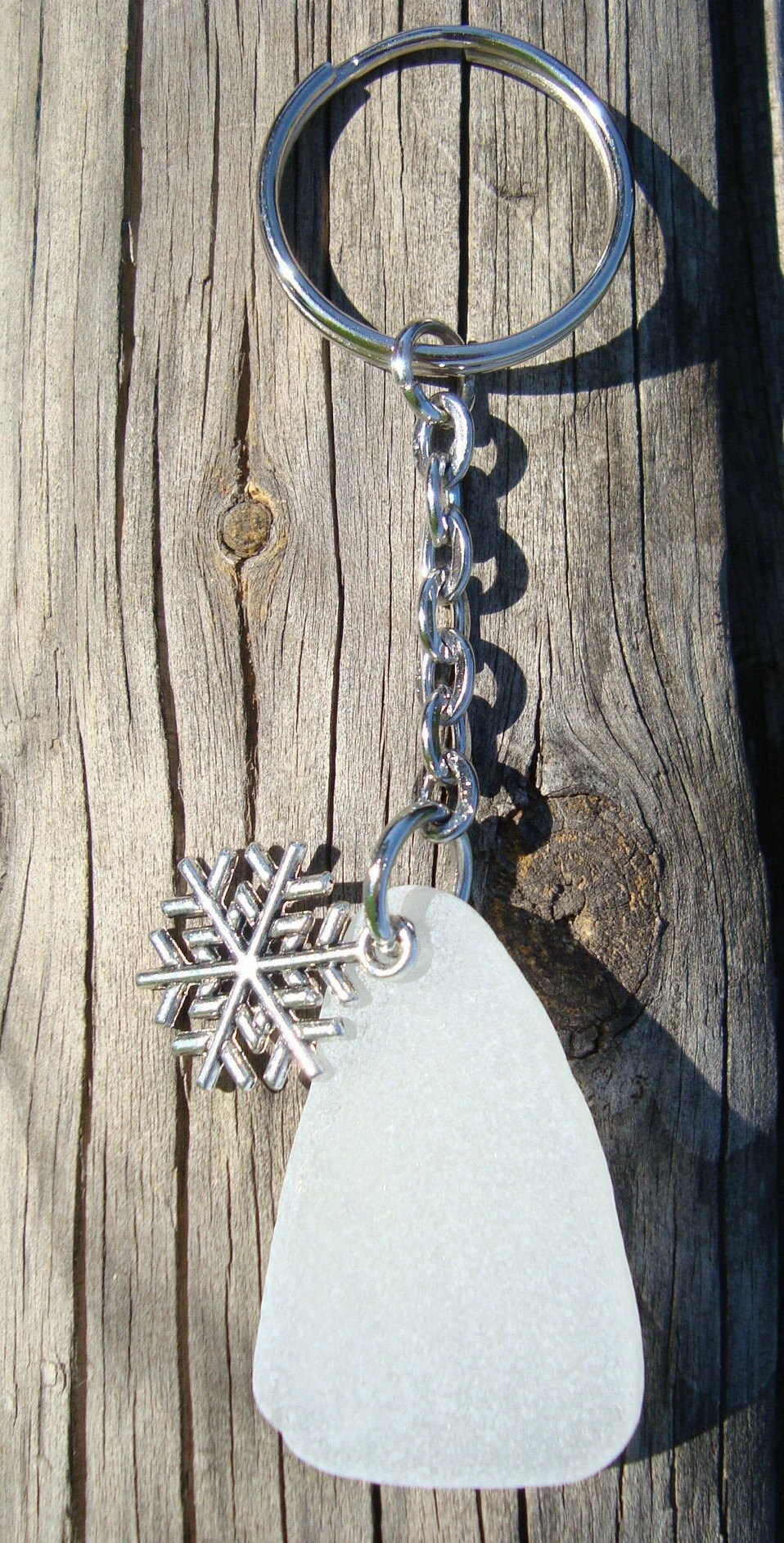 Sea Glass/ Snowflake Keychain Authentic Sea Glass Keychain - Etsy UK