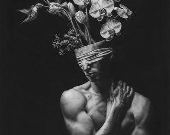 Nurtured Nature female Jono Dry Pencil Drawing Print - Etsy