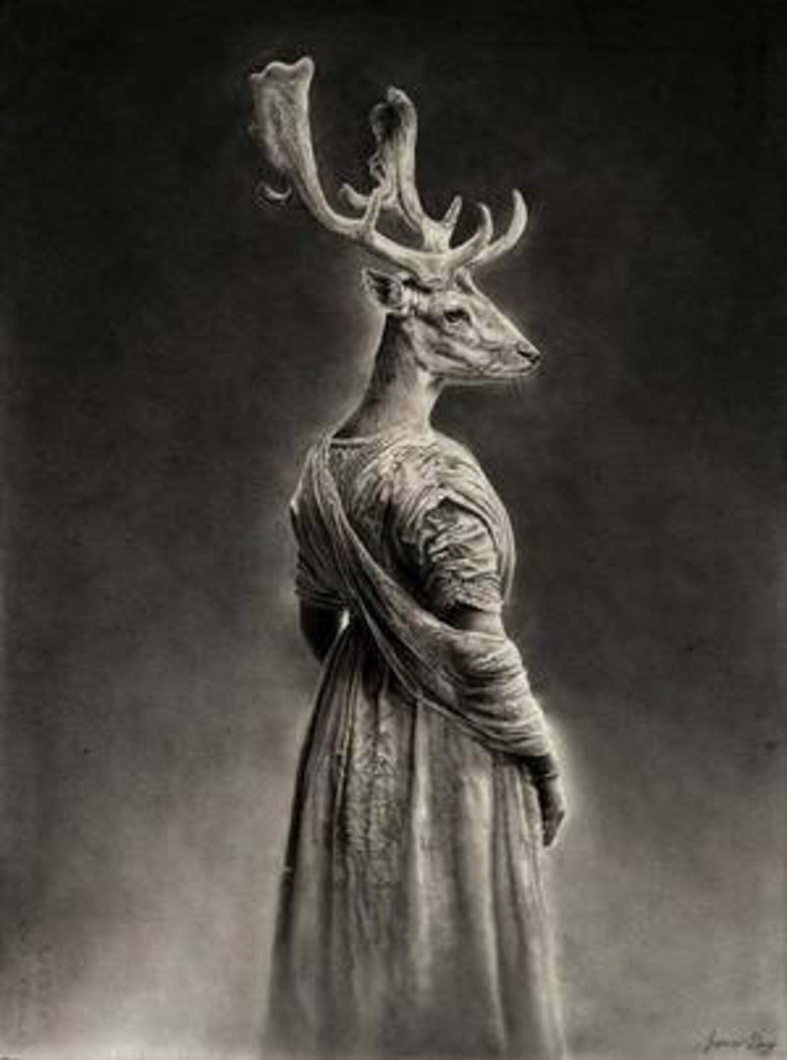 Stag Queen - Jono Dry Pencil Drawing Print - Etsy